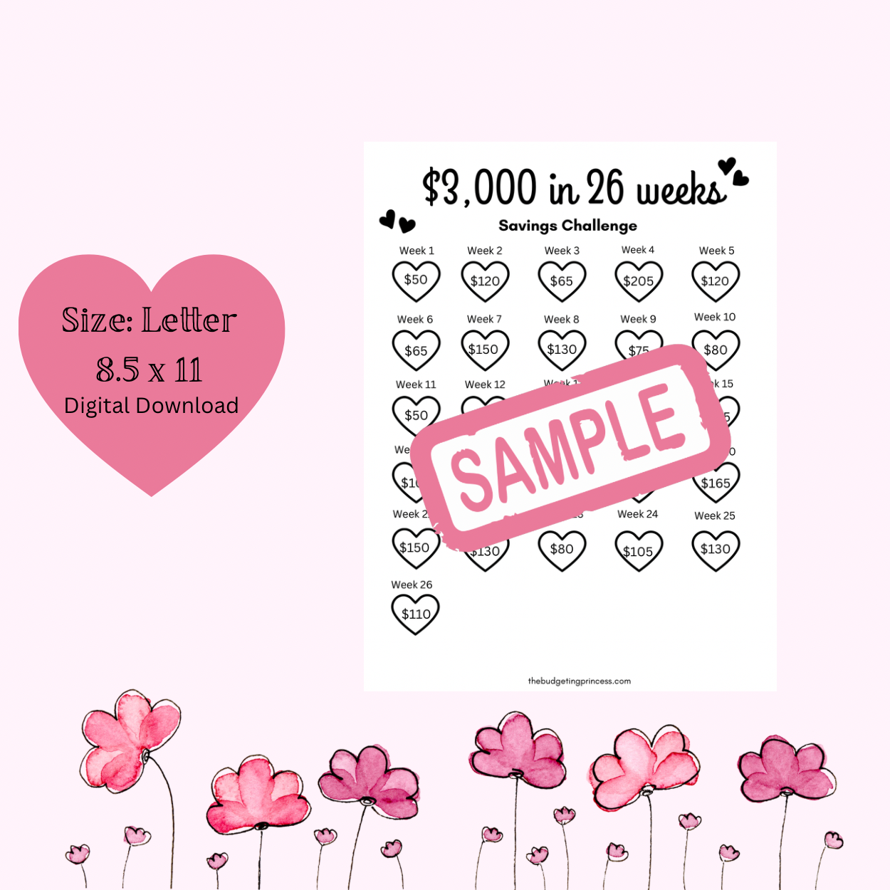 Save $3,000 in 26 weeks(digital download) – The Budgeting Princess