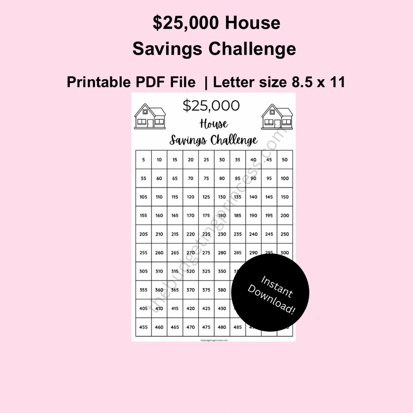 $25,000 House Savings Challenge – The Budgeting Princess